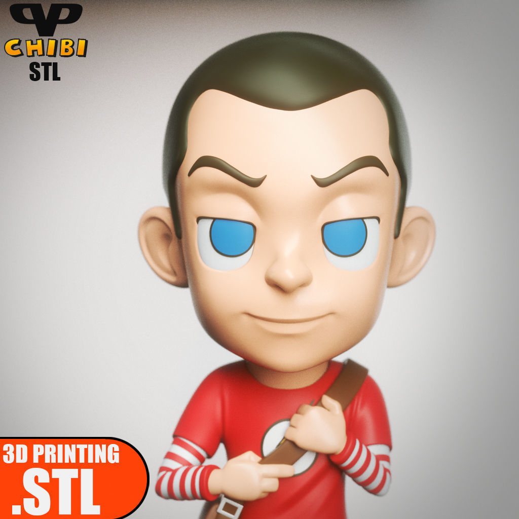 Sheldon Cooper Chibi STL for 3D Printing ChibiSTL 3DXM 3D model 3D ...