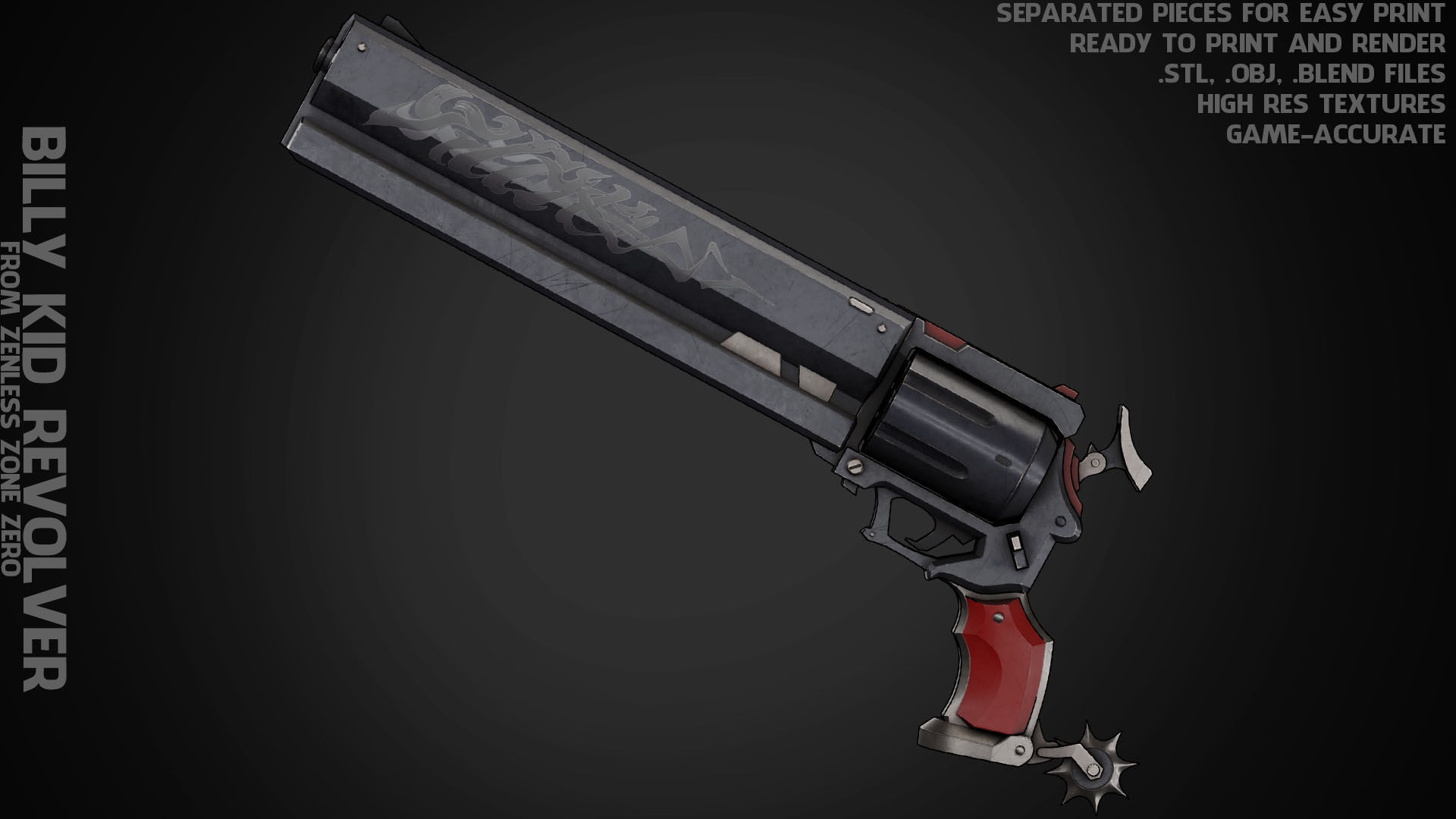 Zenless Zone Zero Billy Kid The Girls Revolver for Cosplay 3D model 3D ...