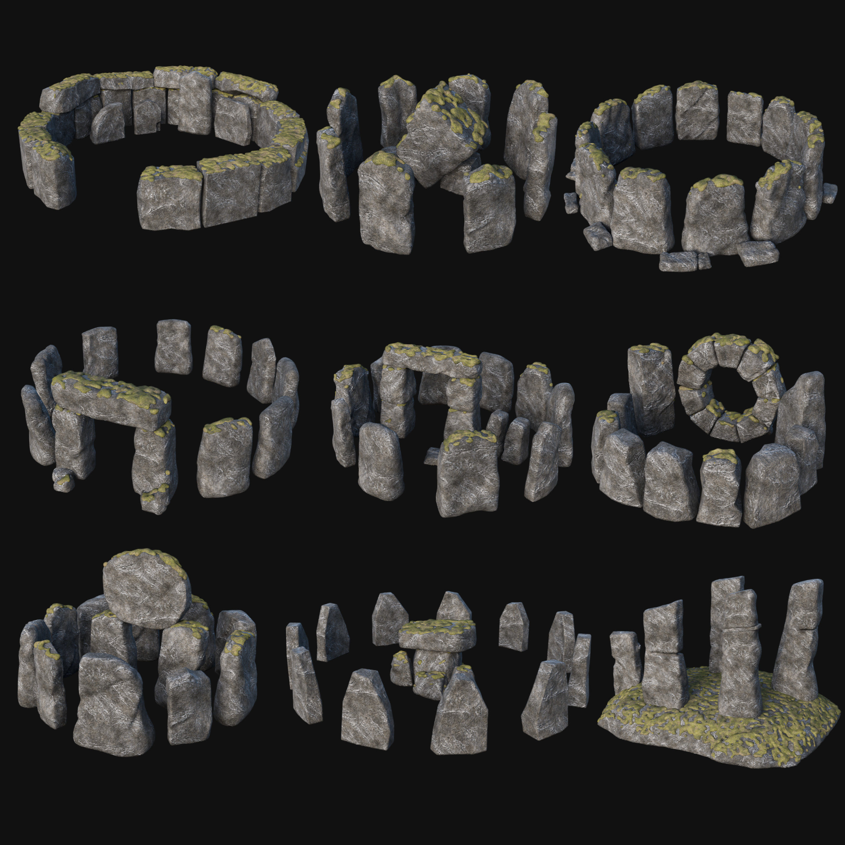 3D model STONE CIRCLE ANCIENT MONUMENT STONE HENGE MEGALITH COLLECTION ...