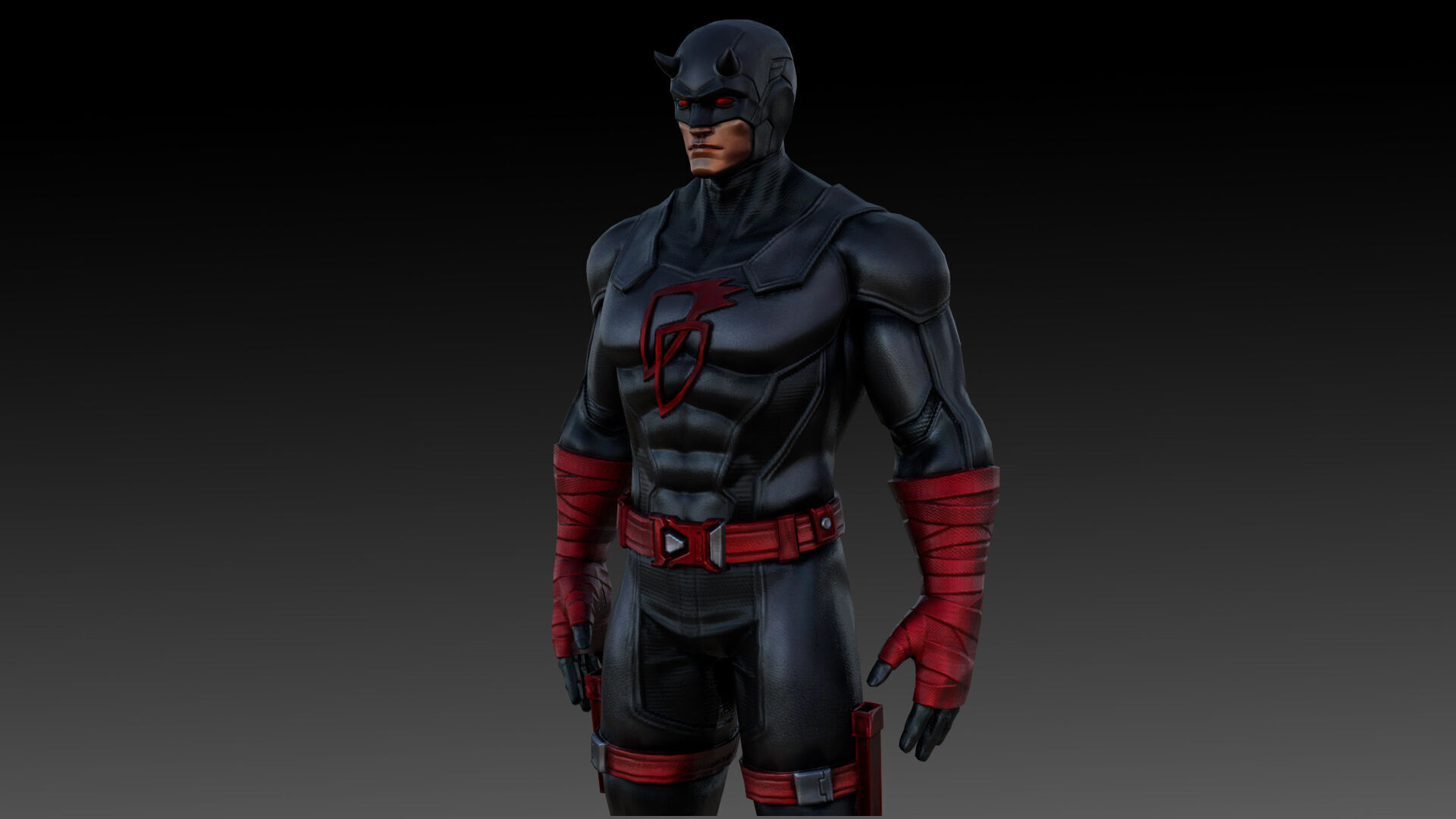 3D model Daredevil Shadowland Suit Rigged 3D Model VR / AR / low-poly ...
