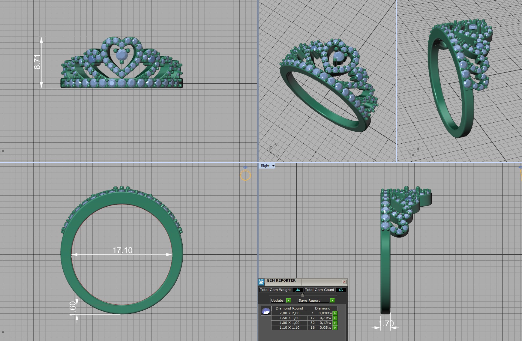 Queens Crown ring Heart Tiara ring 3dmodel renewed 3D model 3D ...