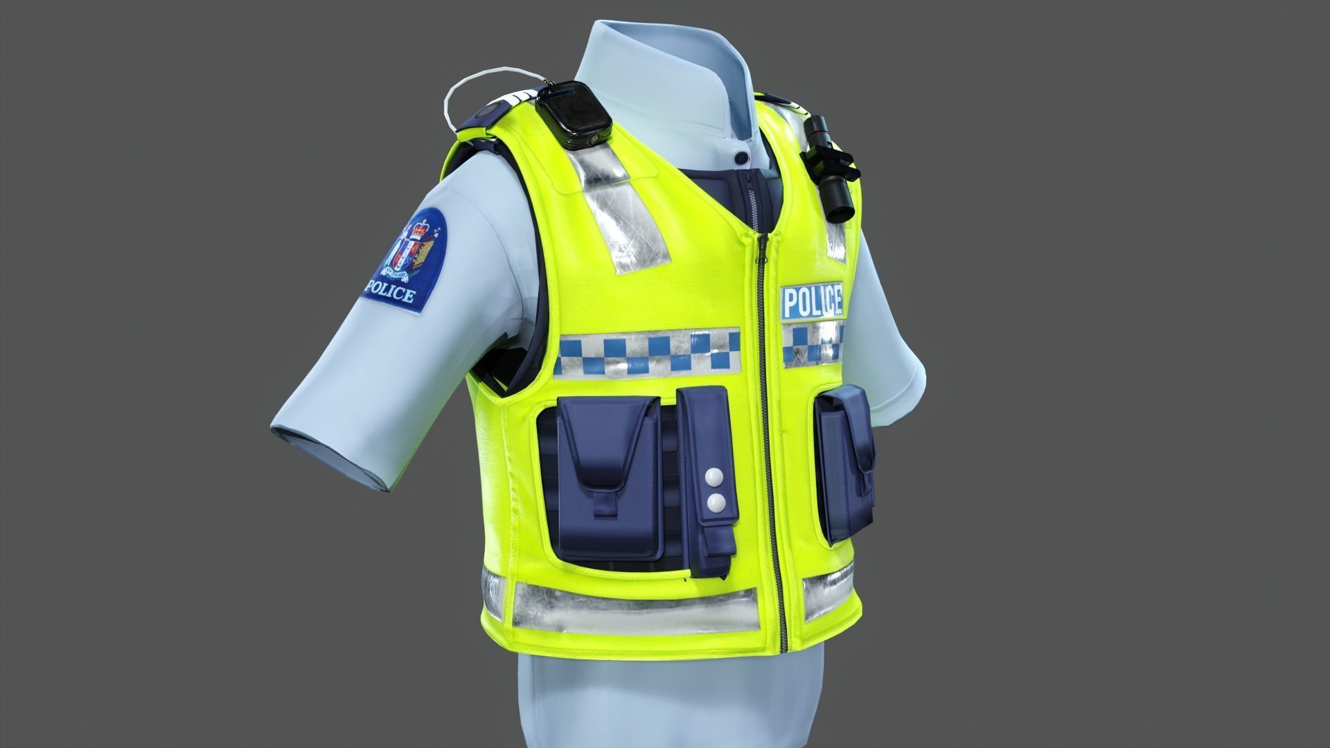 3D model NZ Police Uniform Stab Vest Hi-Vis Vest Microphone GTA fivem ...