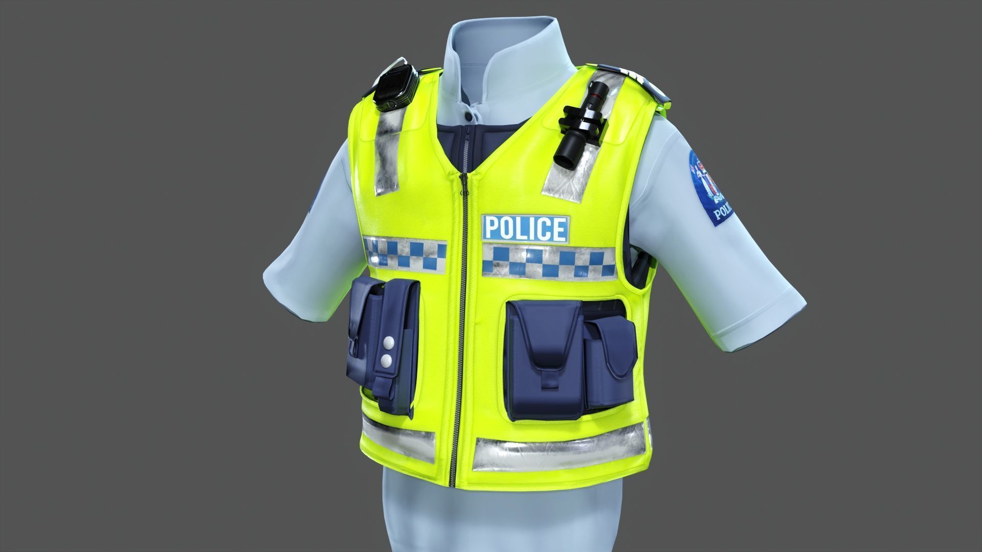 3D model NZ Police Uniform Stab Vest Hi-Vis Vest Microphone GTA fivem ...