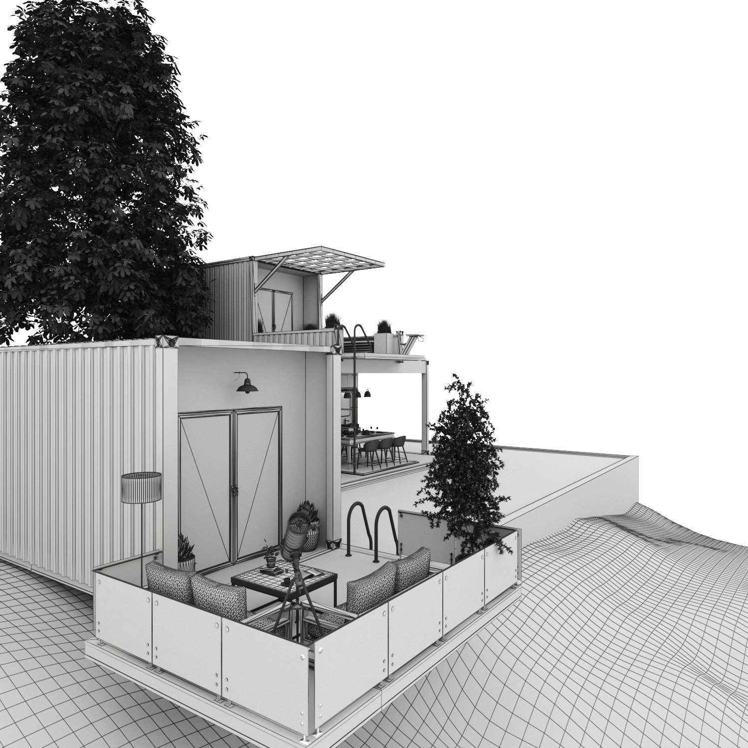 HOME DESIGN SHIPPING CONTAINER INTERIOR AND EXTERIOR free 3D model ...