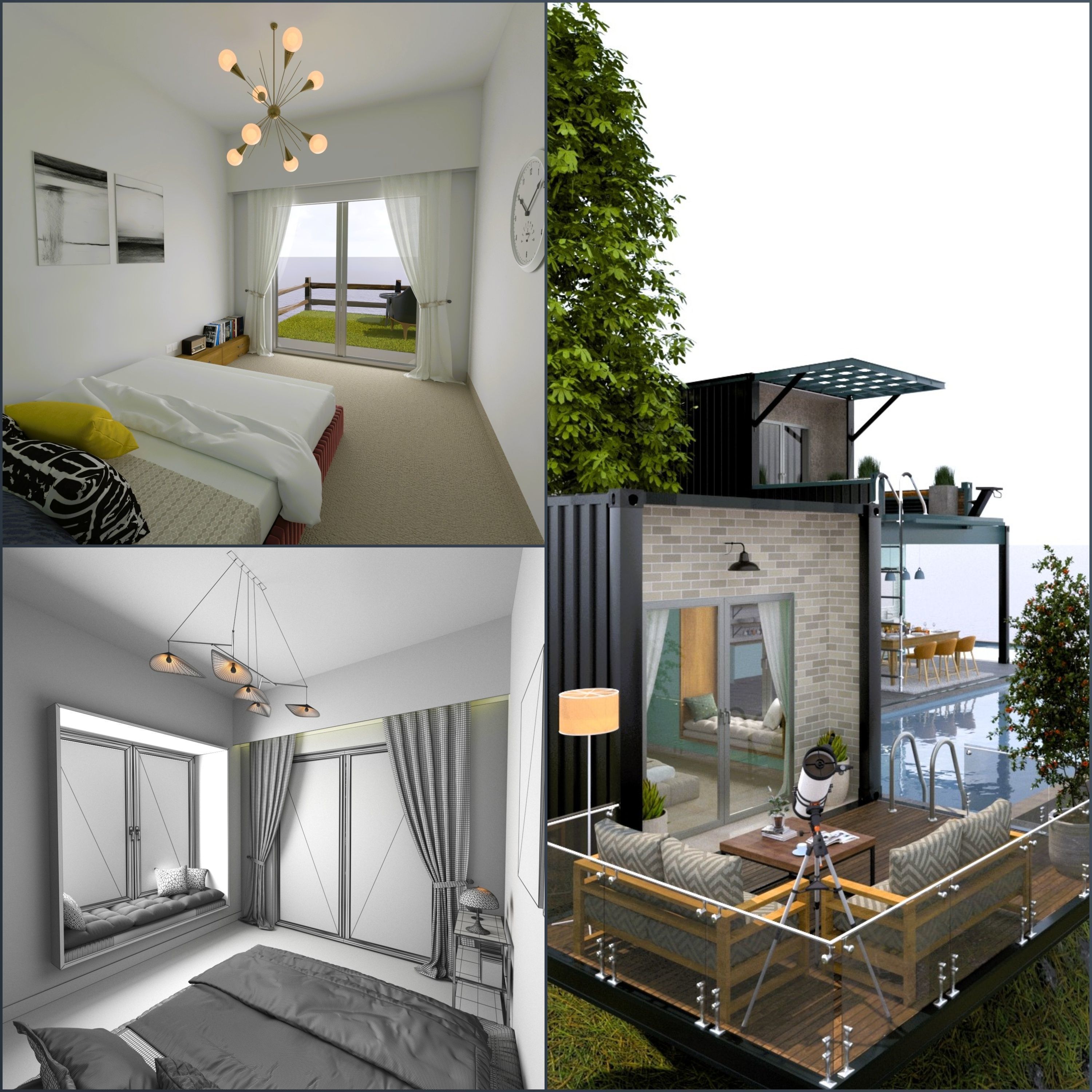 HOME DESIGN SHIPPING CONTAINER INTERIOR AND EXTERIOR free 3D model | CGTrader