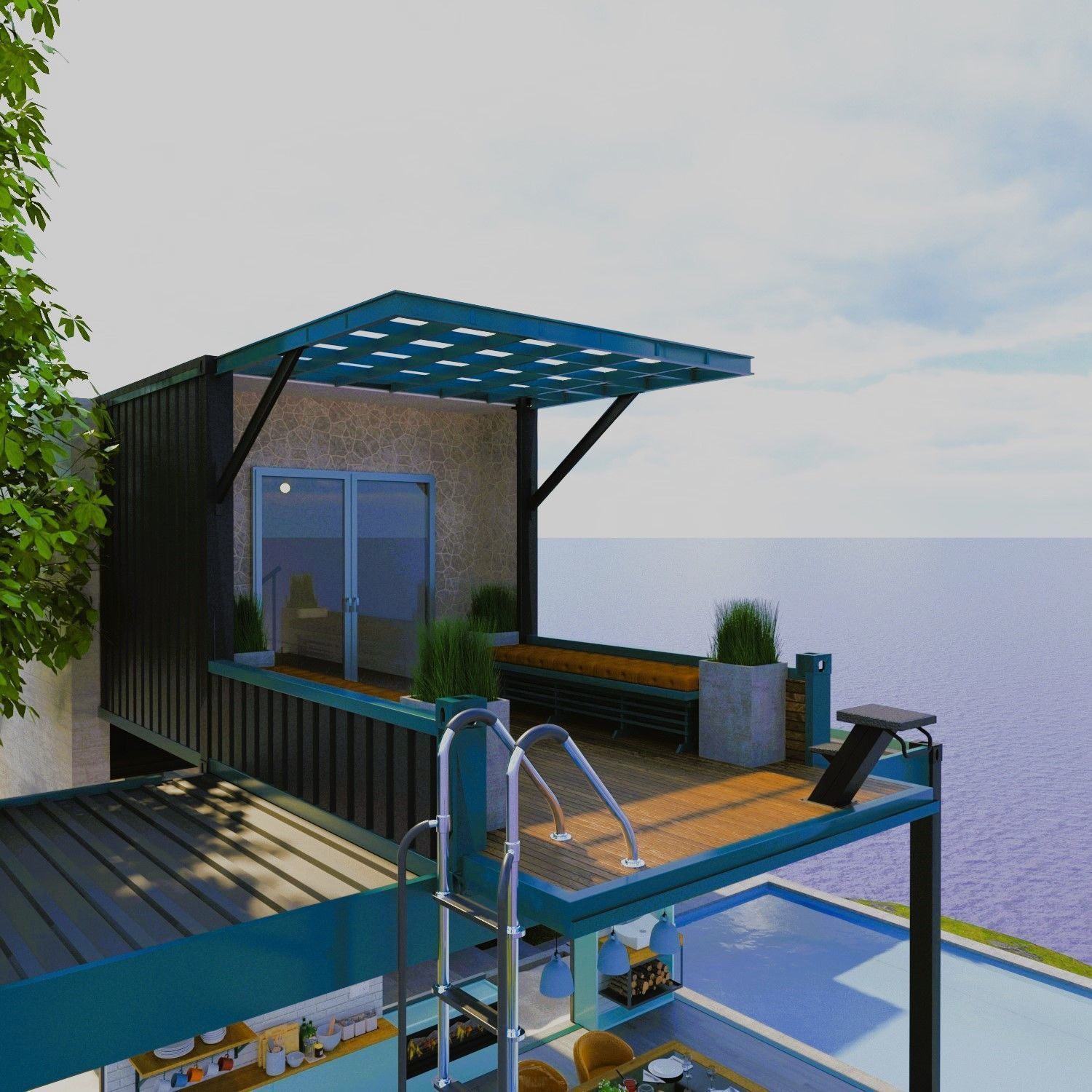 HOME DESIGN SHIPPING CONTAINER INTERIOR AND EXTERIOR free 3D model ...