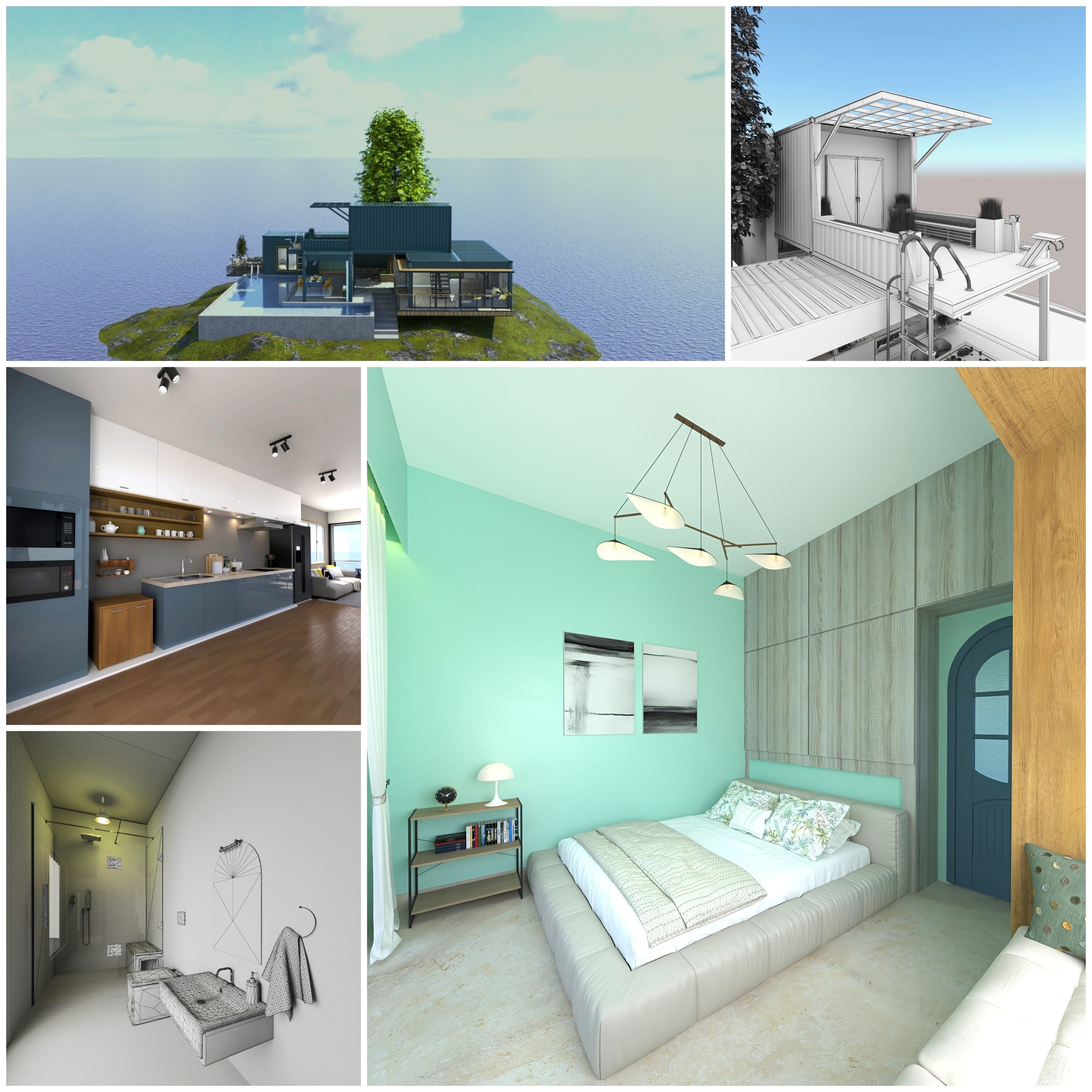 HOME DESIGN SHIPPING CONTAINER INTERIOR AND EXTERIOR free 3D model | CGTrader