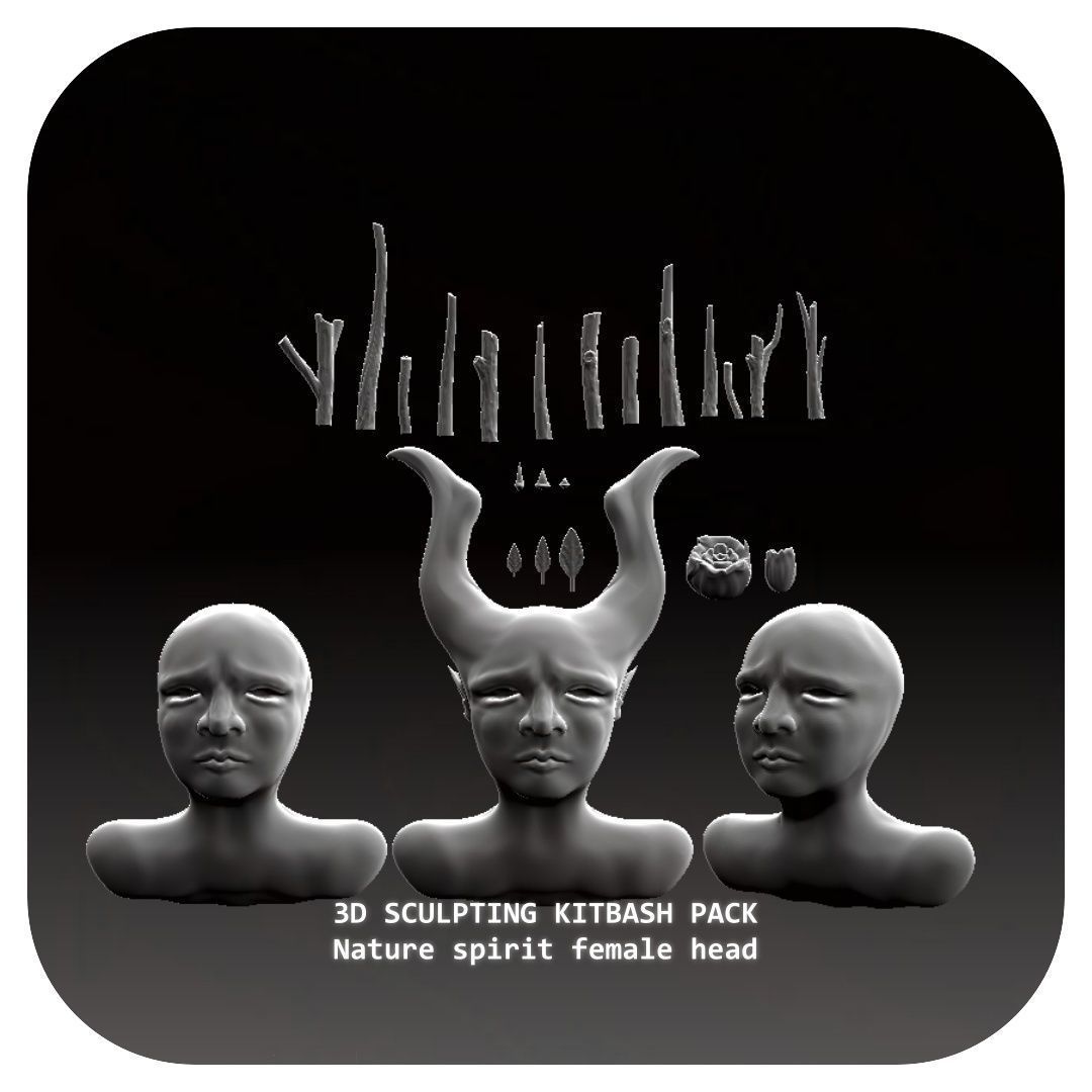 Free 3D Sculpting Kitbash Pack - Nature spirit female head free 3D ...