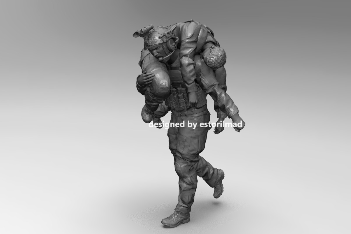 SEAL SPECIAL FORCES SOLDIER WITH WOUNDED 3D model 3D printable | CGTrader