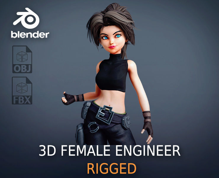 3D model Fantasy Engineer 3D Female Character Model VR / AR / low-poly ...