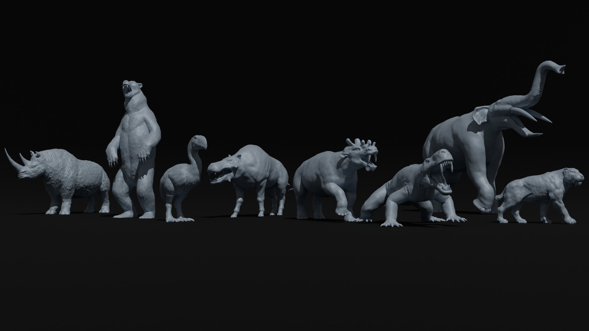 Prehistoric Animals Super Bundle x8 3D printable detailed 3D Model ...
