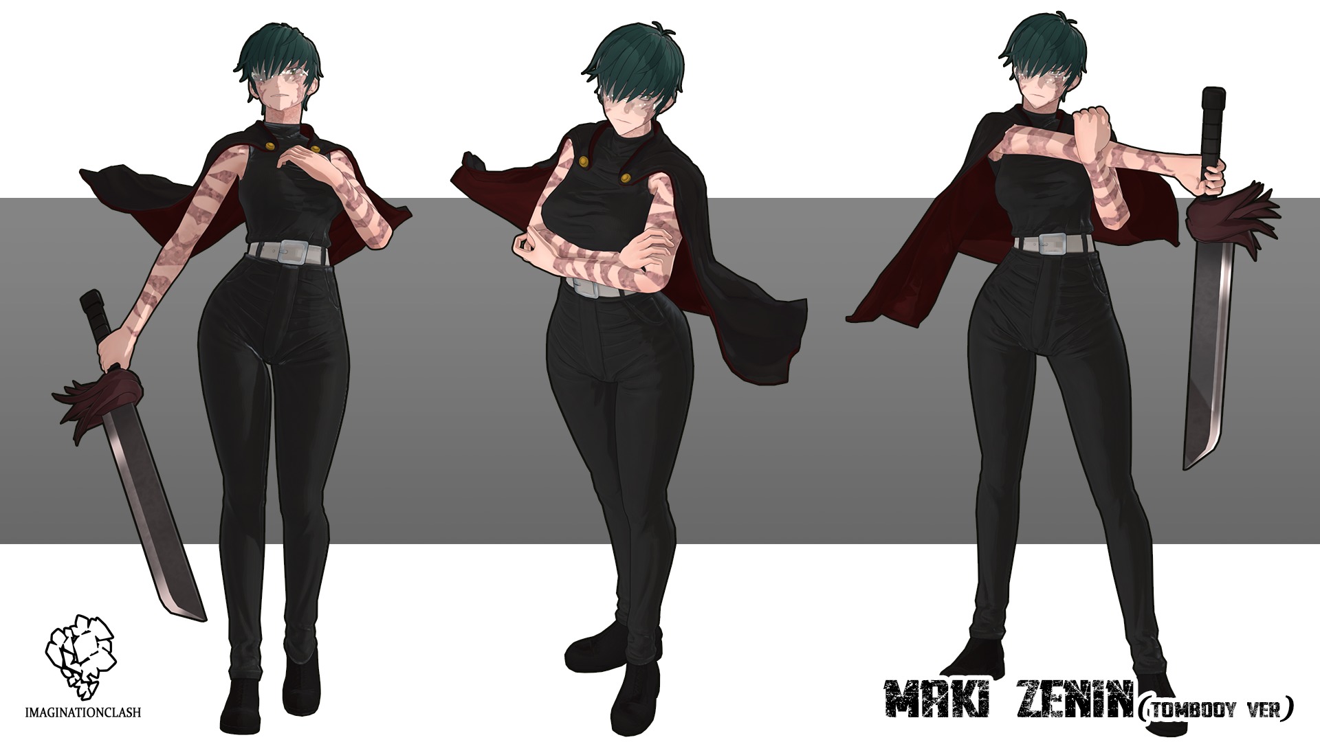 Maki Zenin Adult short hair ver 3D model rigged | CGTrader
