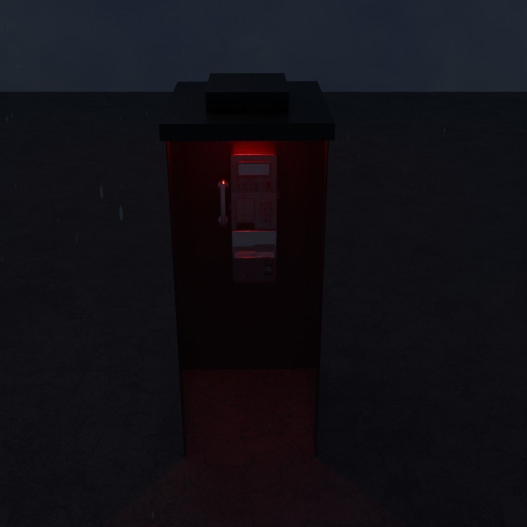 creepy phone booth with flickering red lights free VR / AR / low-poly ...