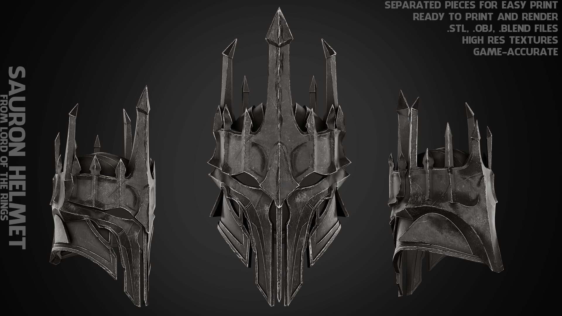 LOTR Dark Lord Sauron Helmet for Cosplay 3D model 3D printable | CGTrader