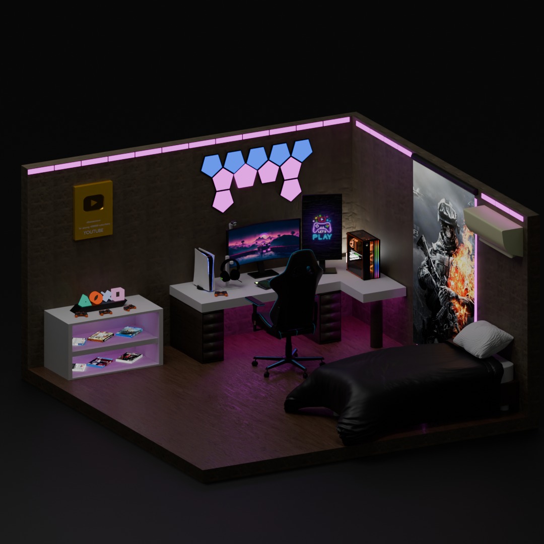 gaming room free 3D model | CGTrader