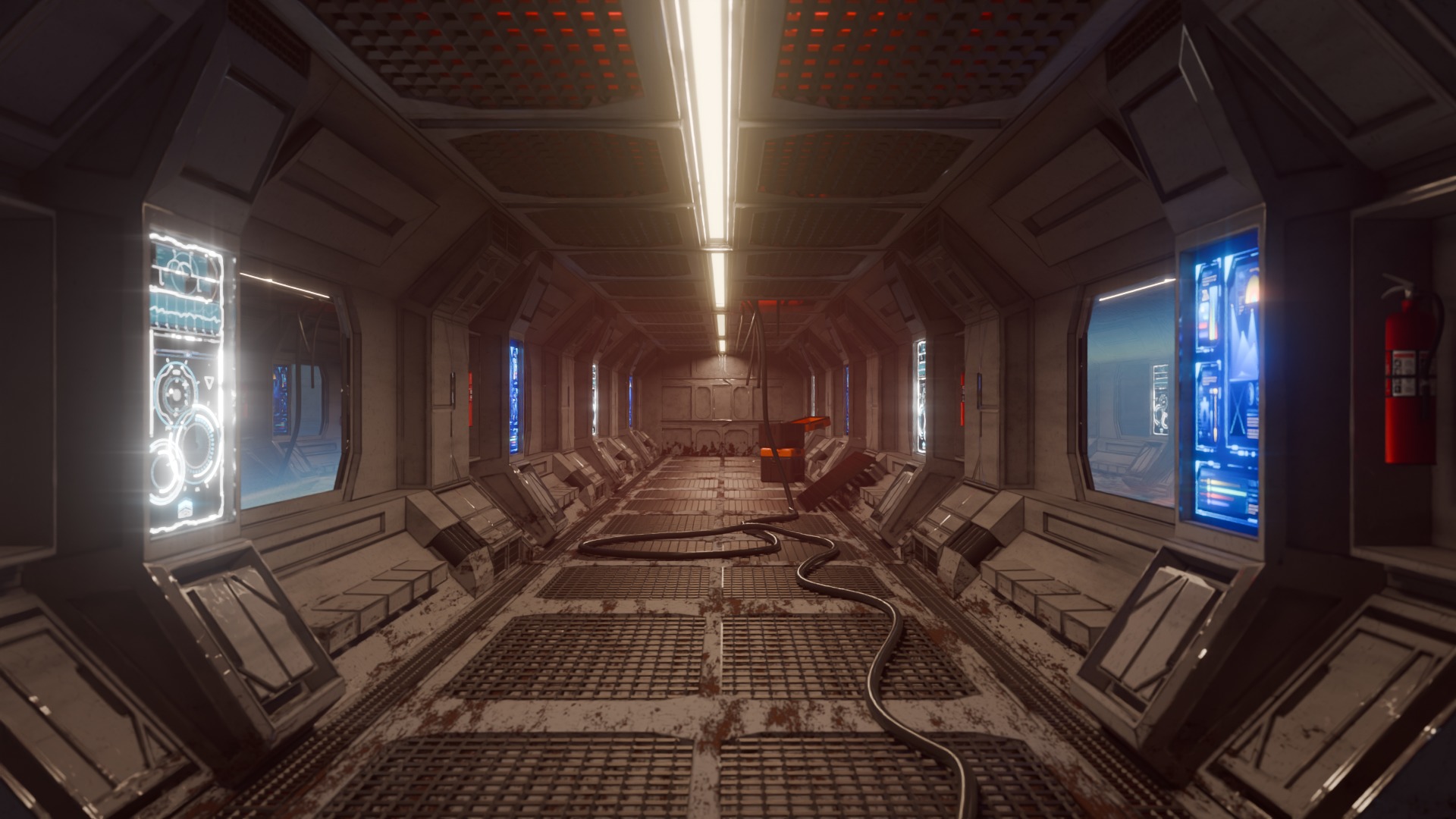Spaceship Corridor Damaged free 3D model animated | CGTrader
