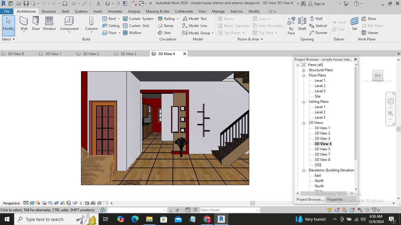 SIMPLE HOUSE INTERIOR AND EXTERIOR DESIGN REVIT free 3D model animated ...