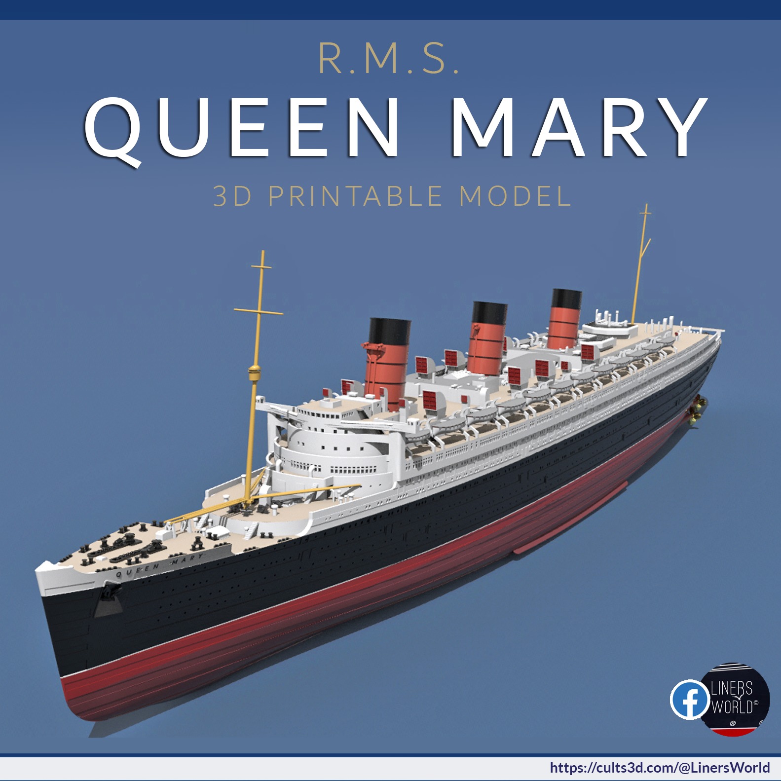RMS QUEEN MARY ocean liner print ready model 3D model 3D printable ...