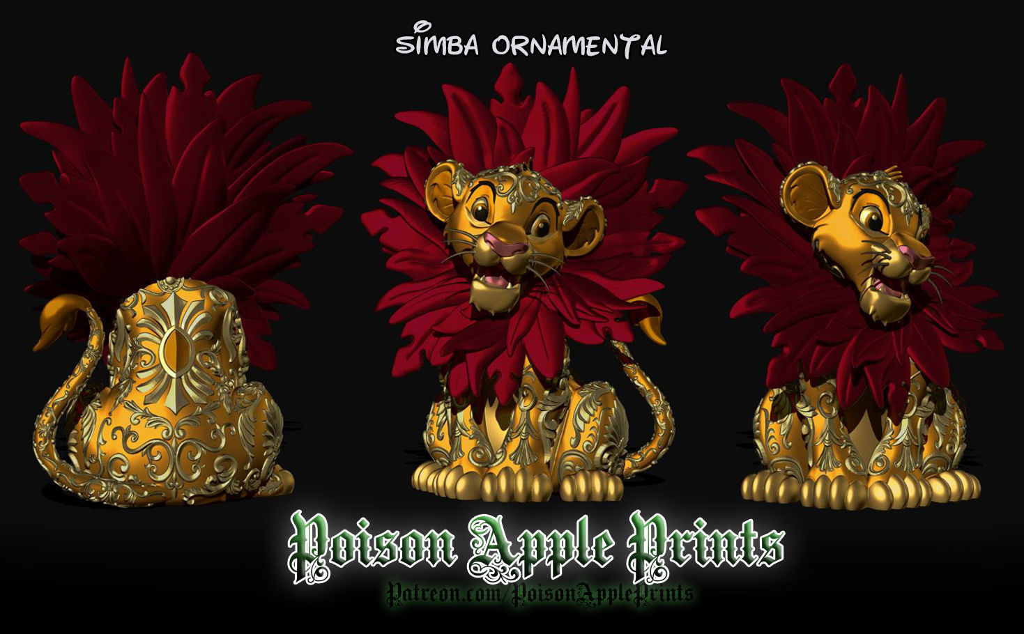 SIMBA ORNAMENTAL- THE LION KING 3D model 3D printable | CGTrader