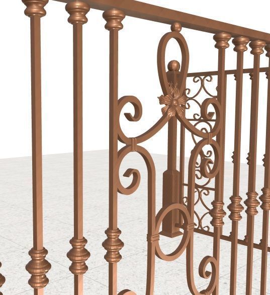 Wrought iron balcony railing with panels 3D model | CGTrader