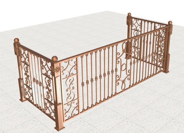 Wrought iron balcony railing with panels 3D model | CGTrader