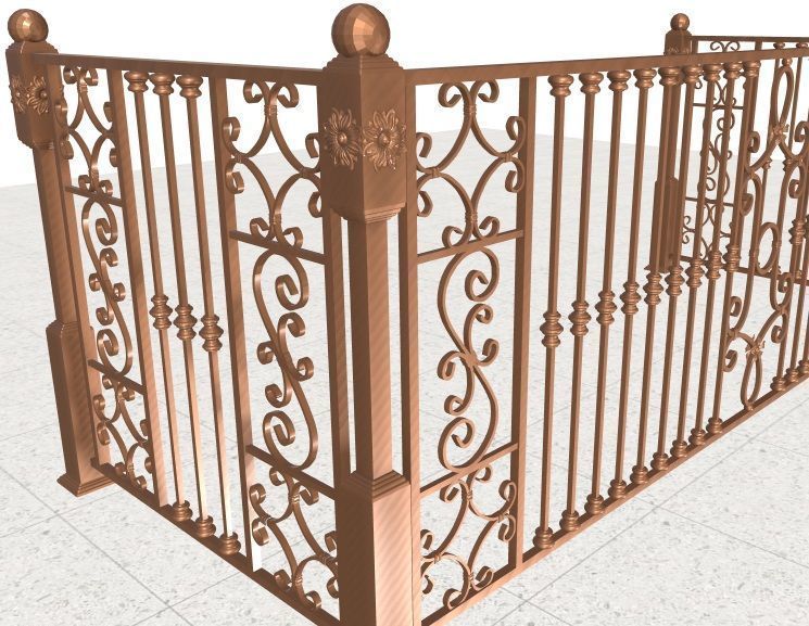 Wrought iron balcony railing with panels 3D model | CGTrader