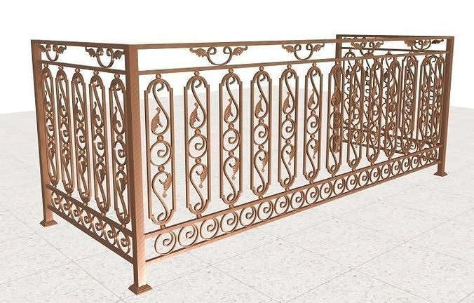 Wrought iron balcony railings 3D model | CGTrader