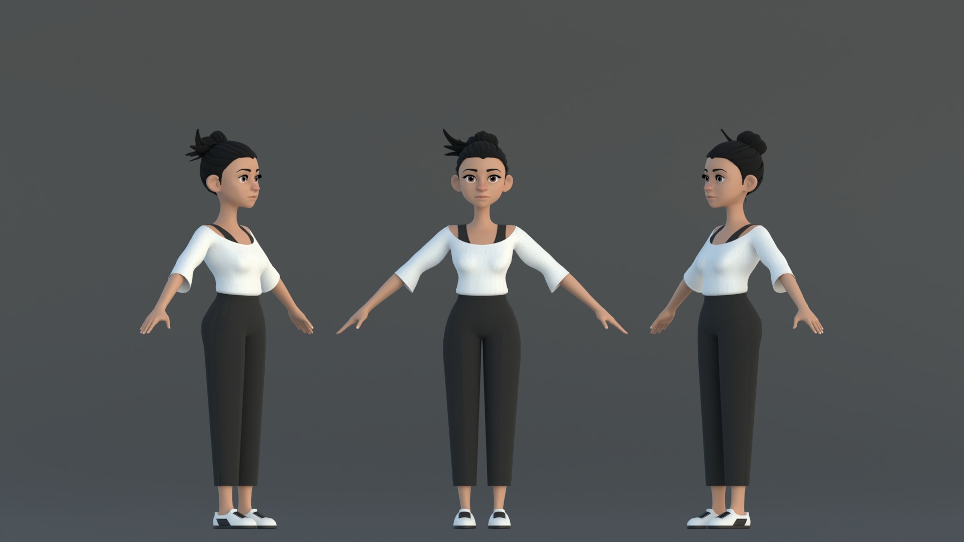 Grace Cartoon Female Character 3D model rigged | CGTrader