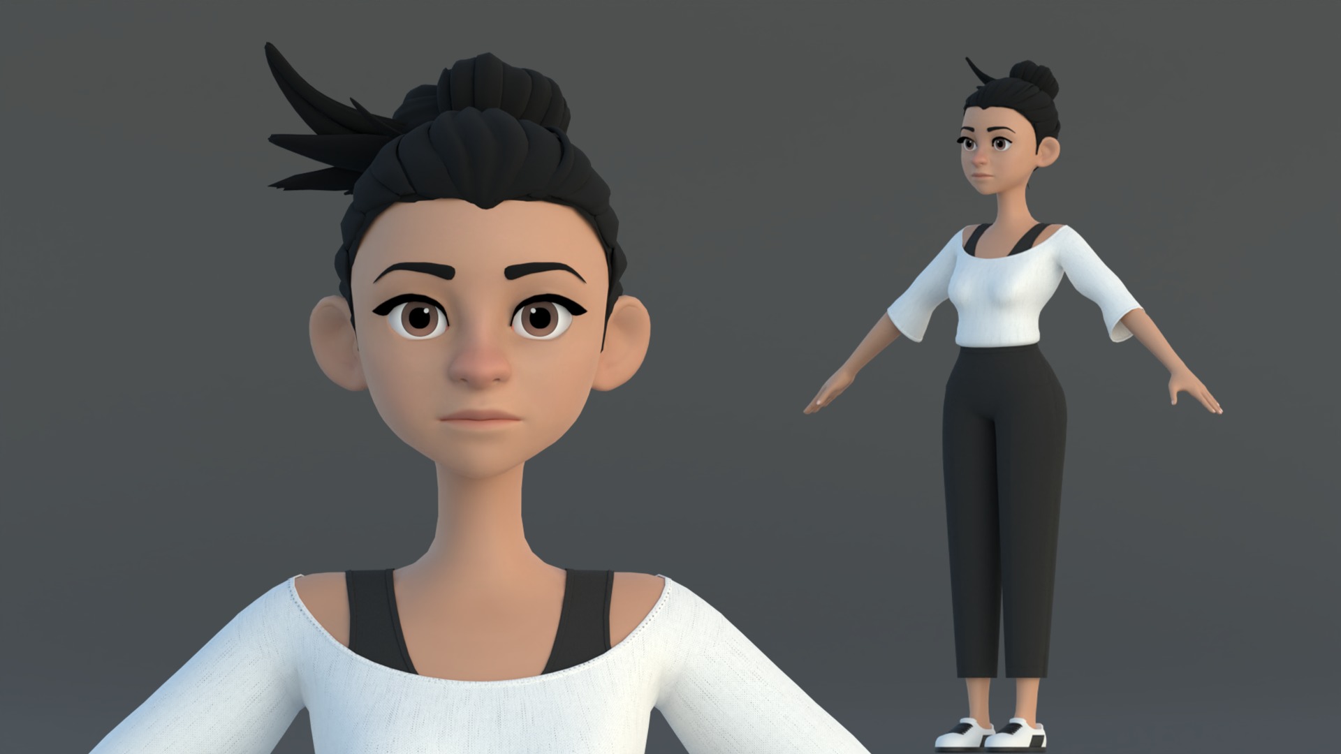 Grace Cartoon Female Character 3D model rigged | CGTrader