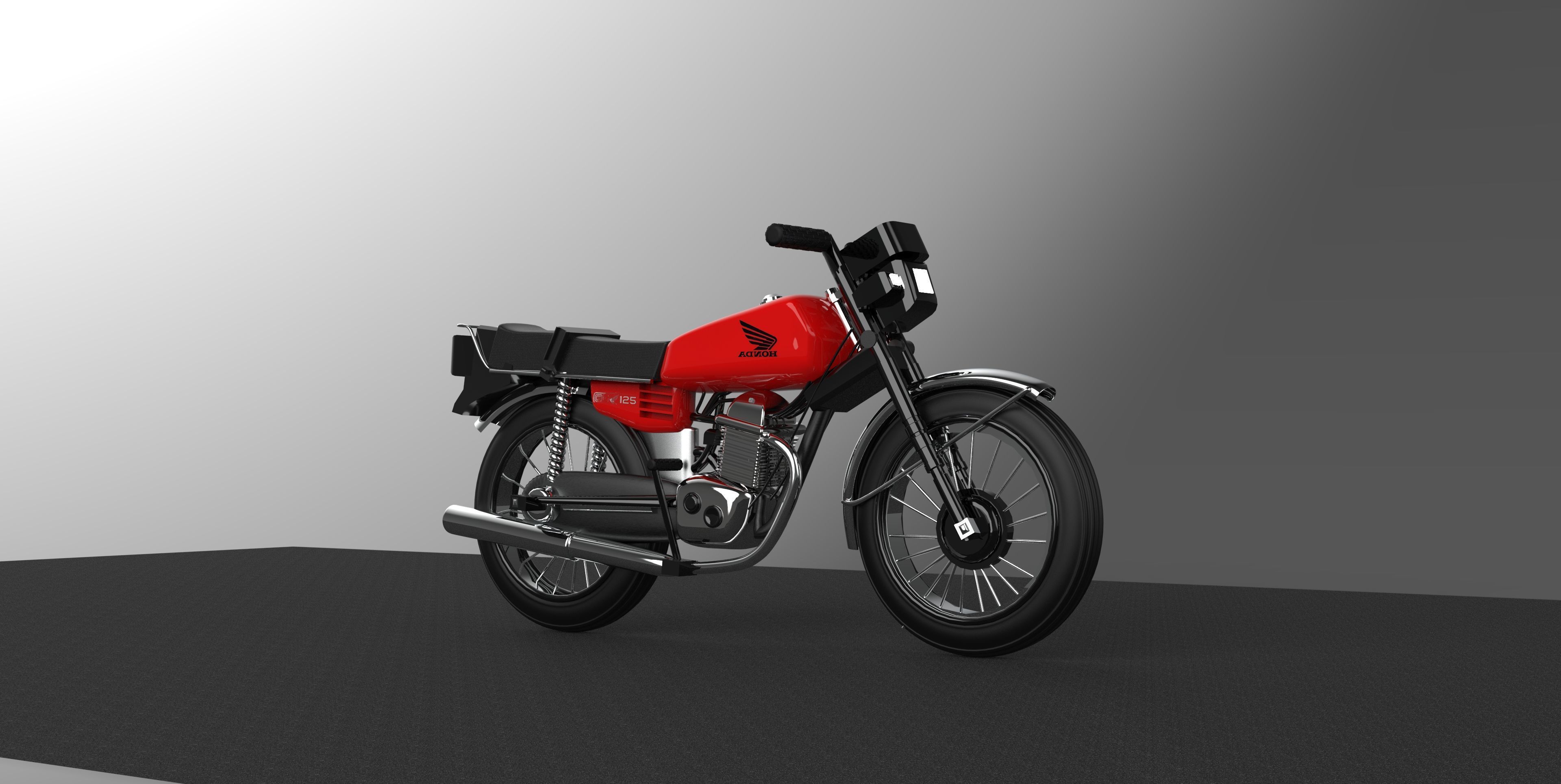 Honda CG125 Detailed 3D Model Retro Motorbike for Vray Blender 3D model ...