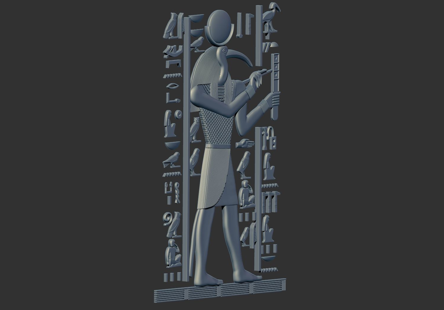 Thoth Egyptian God 3d printable relief model cnc 3D model 3D printable | CGTrader