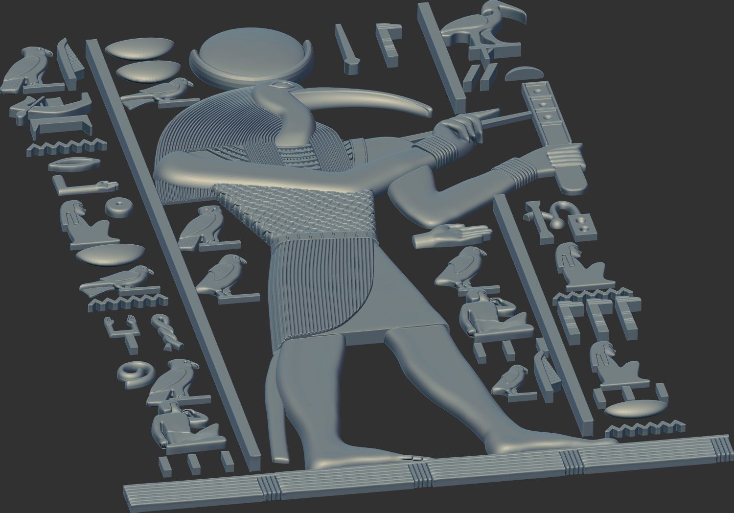 Thoth Egyptian God 3d printable relief model cnc 3D model 3D printable ...