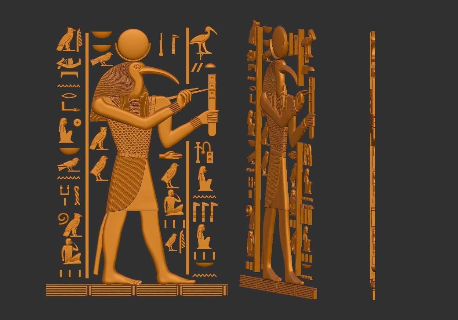 Thoth Egyptian God 3d printable relief model cnc 3D model 3D printable | CGTrader