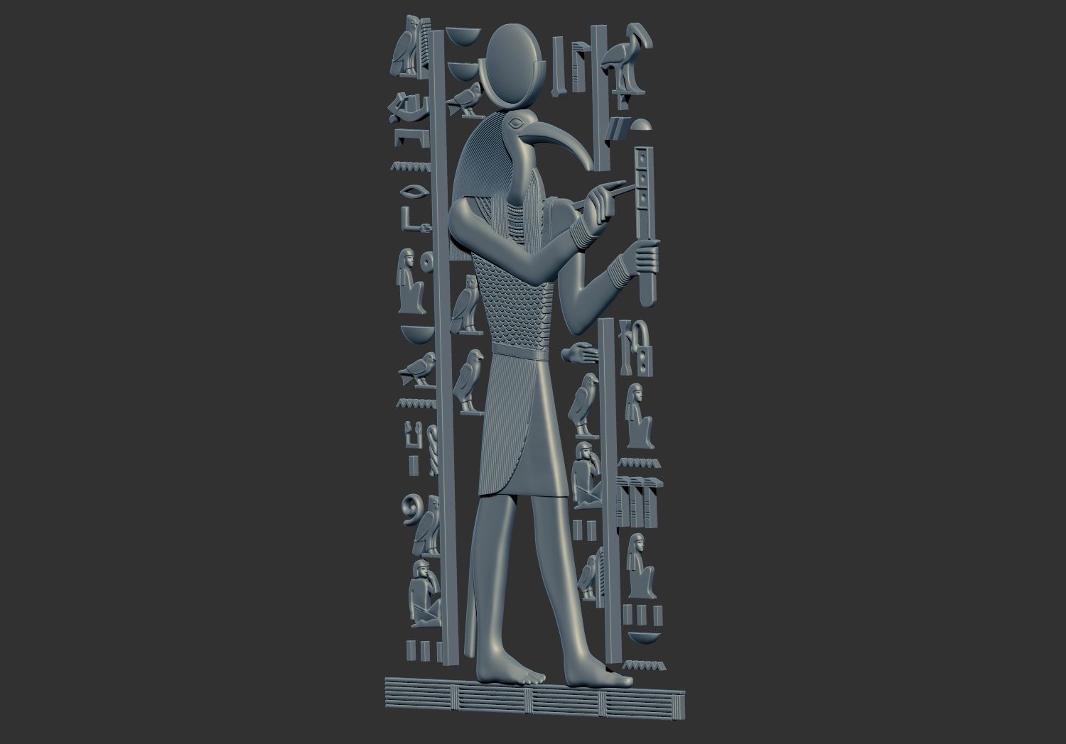 Thoth Egyptian God 3d printable relief model cnc 3D model 3D printable | CGTrader