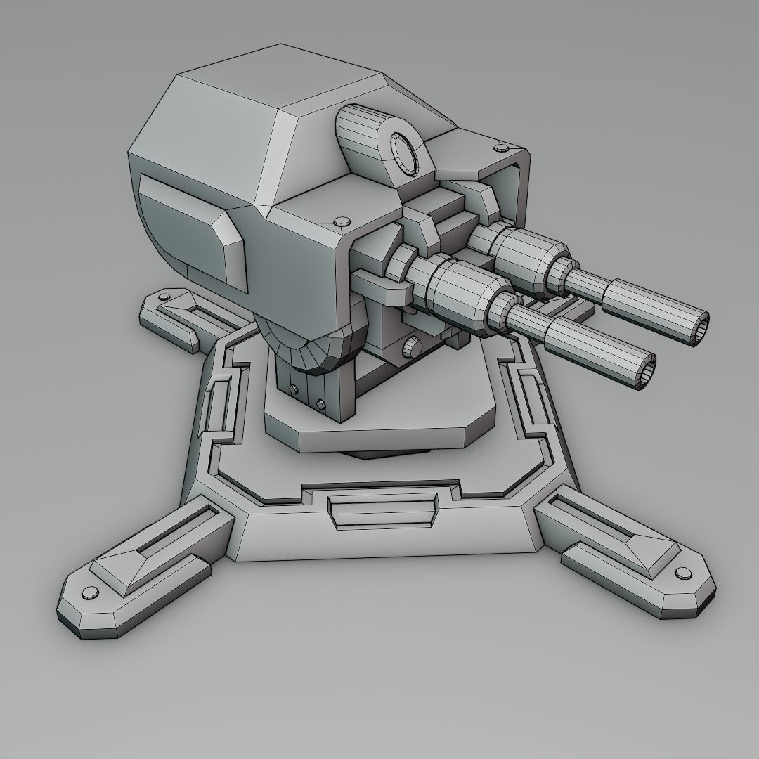 Free Sci-fi Game-Ready Turret Model - Low Poly Asset for Games free VR ...