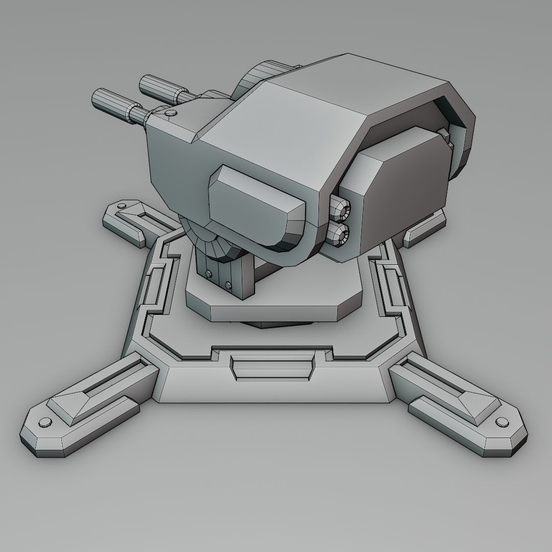 Free Sci-fi Game-Ready Turret Model - Low Poly Asset for Games free VR ...