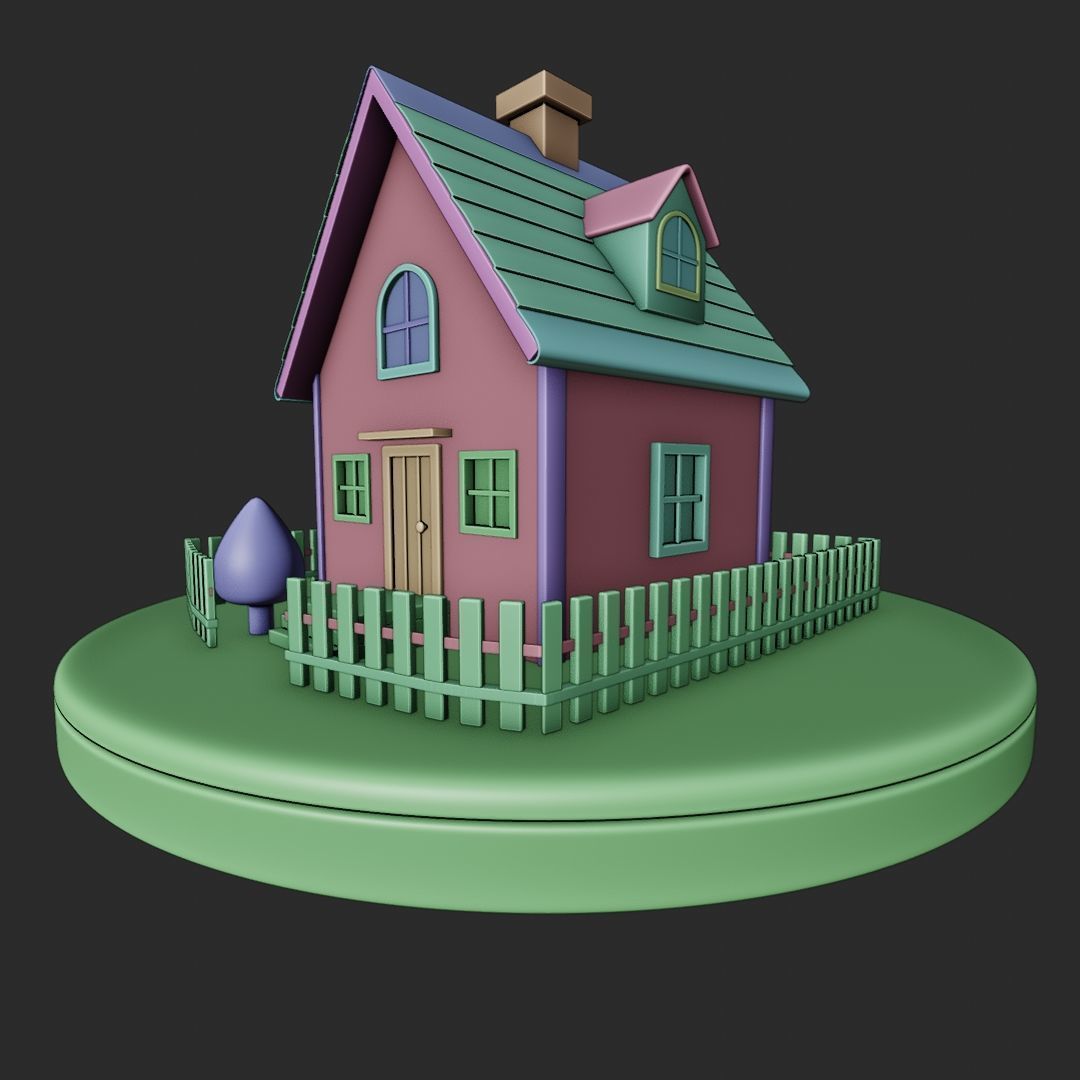 Simple Low-Poly 3D House Exterior Model 3D model animated | CGTrader