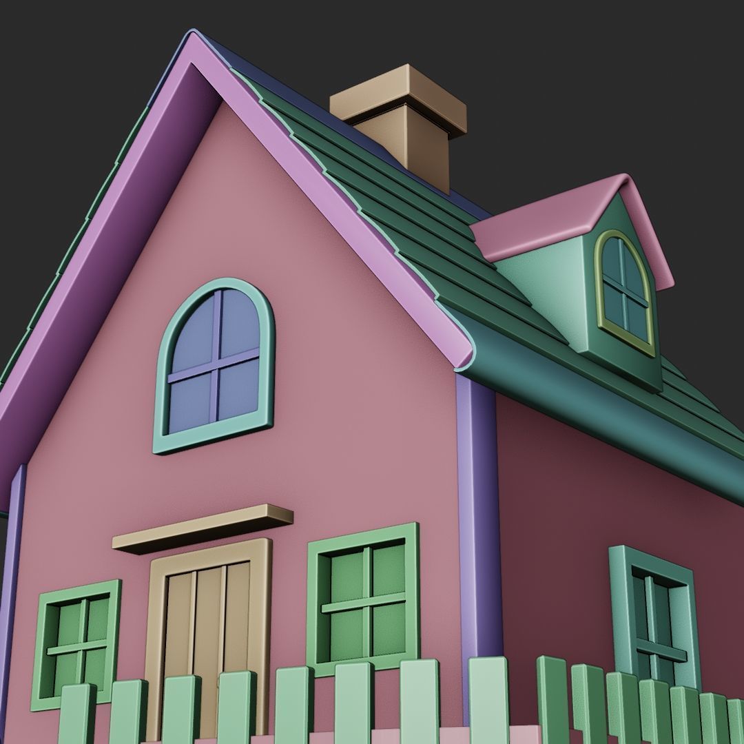 Simple Low-Poly 3D House Exterior Model 3D model animated | CGTrader