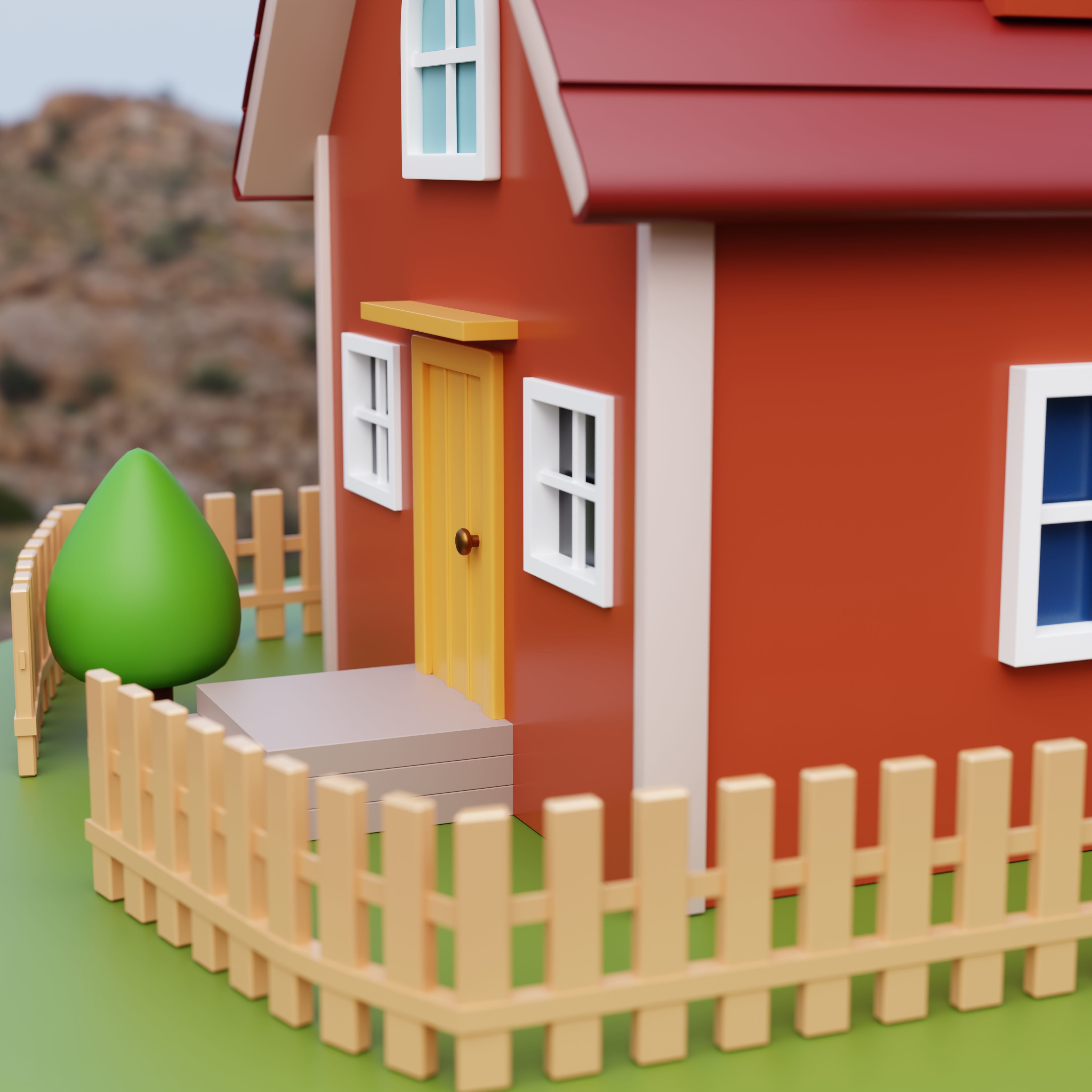 Simple Low-Poly 3D House Exterior Model 3D model animated | CGTrader