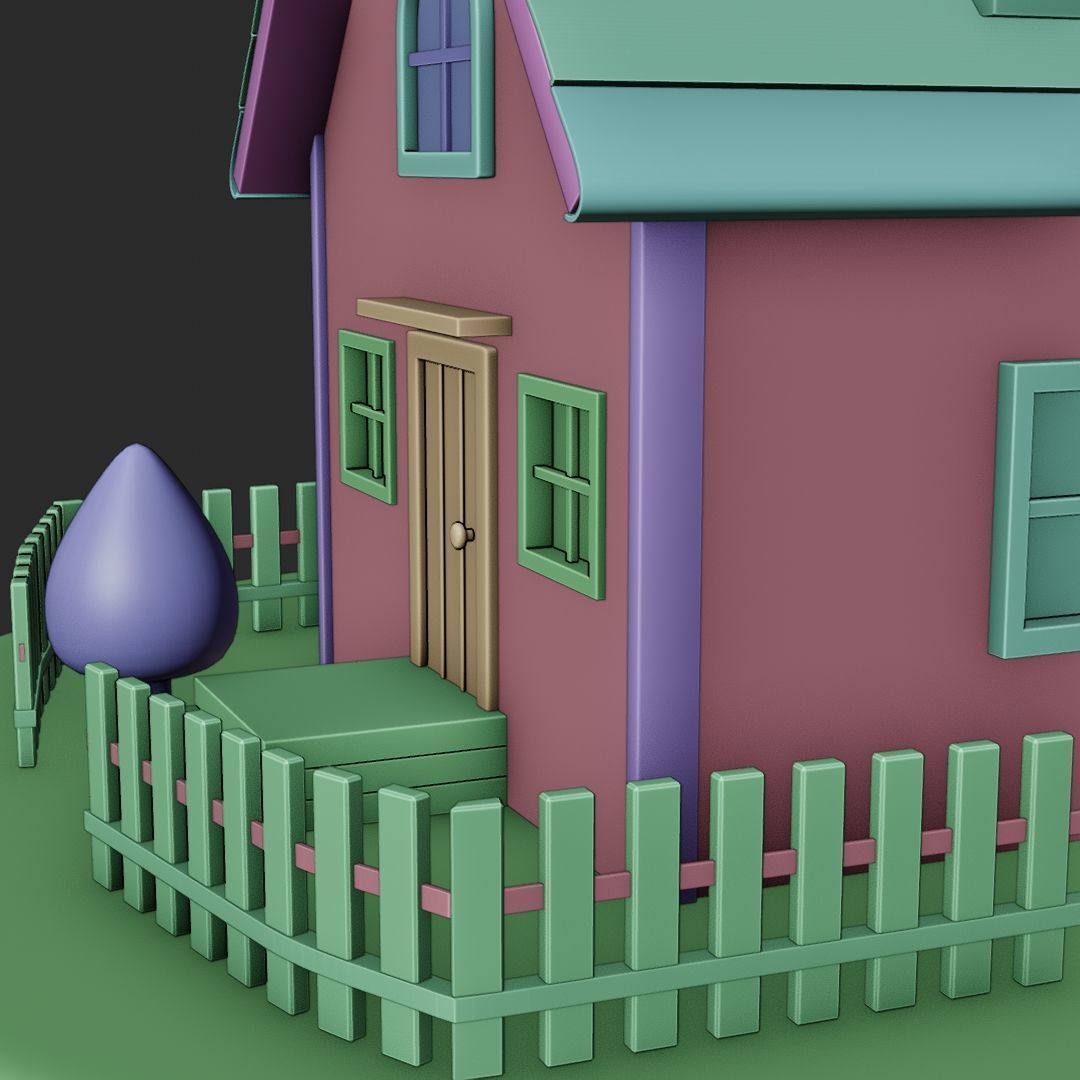Simple Low-Poly 3D House Exterior Model 3D model animated | CGTrader