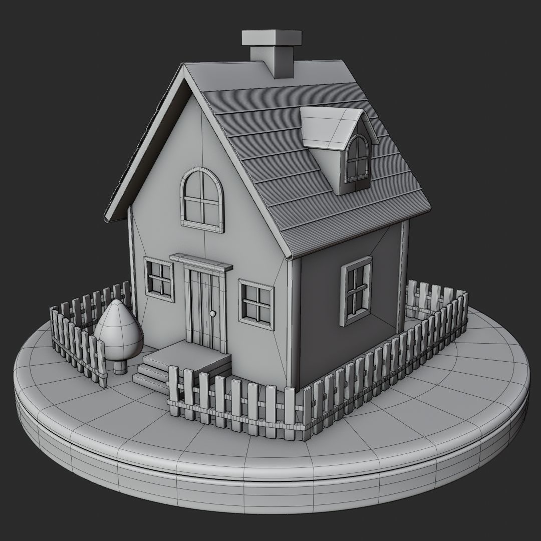 Simple Low-Poly 3D House Exterior Model 3D model animated | CGTrader