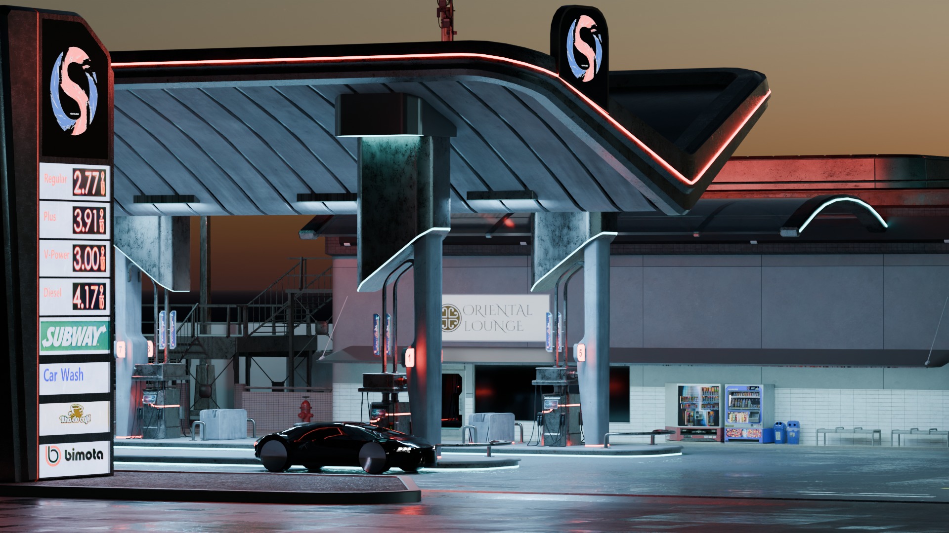 Cyberpunk Gas Station 3D model | CGTrader