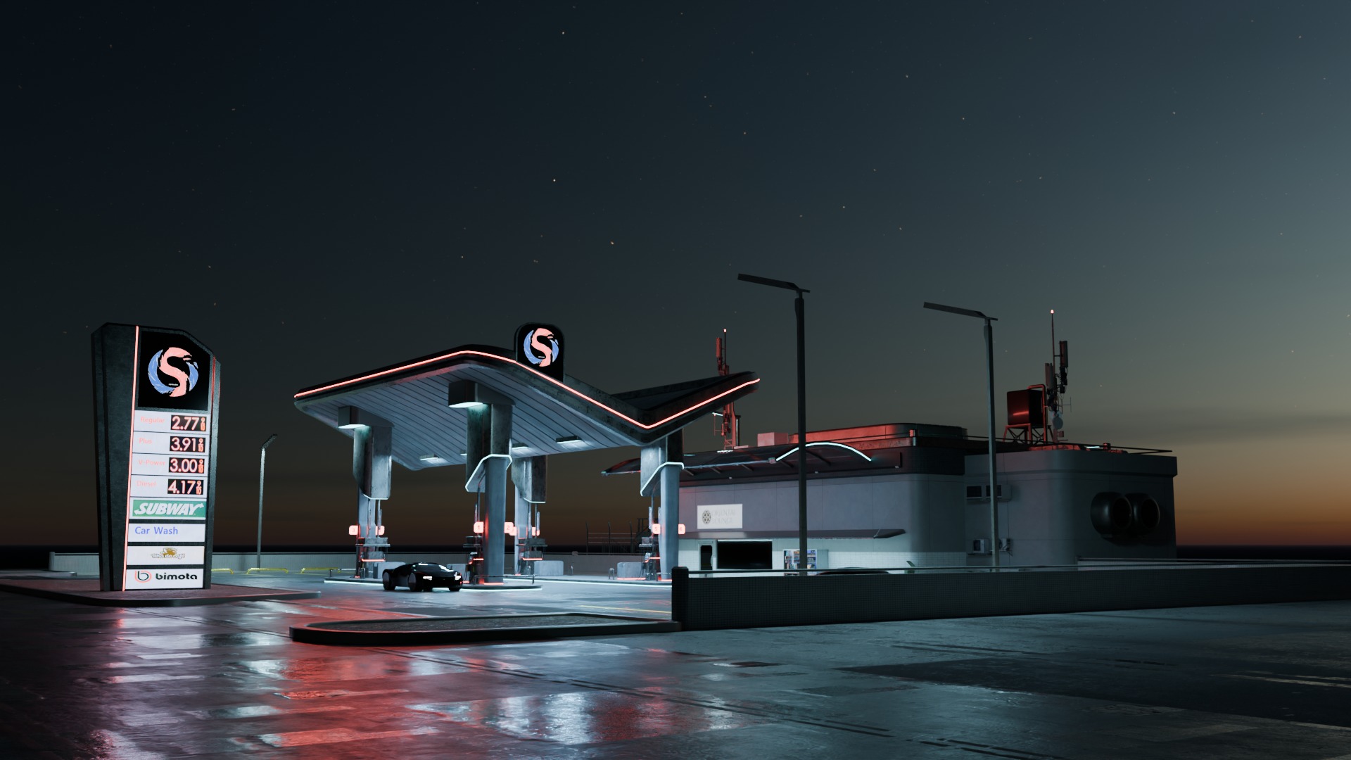 Cyberpunk Gas Station 3D model | CGTrader