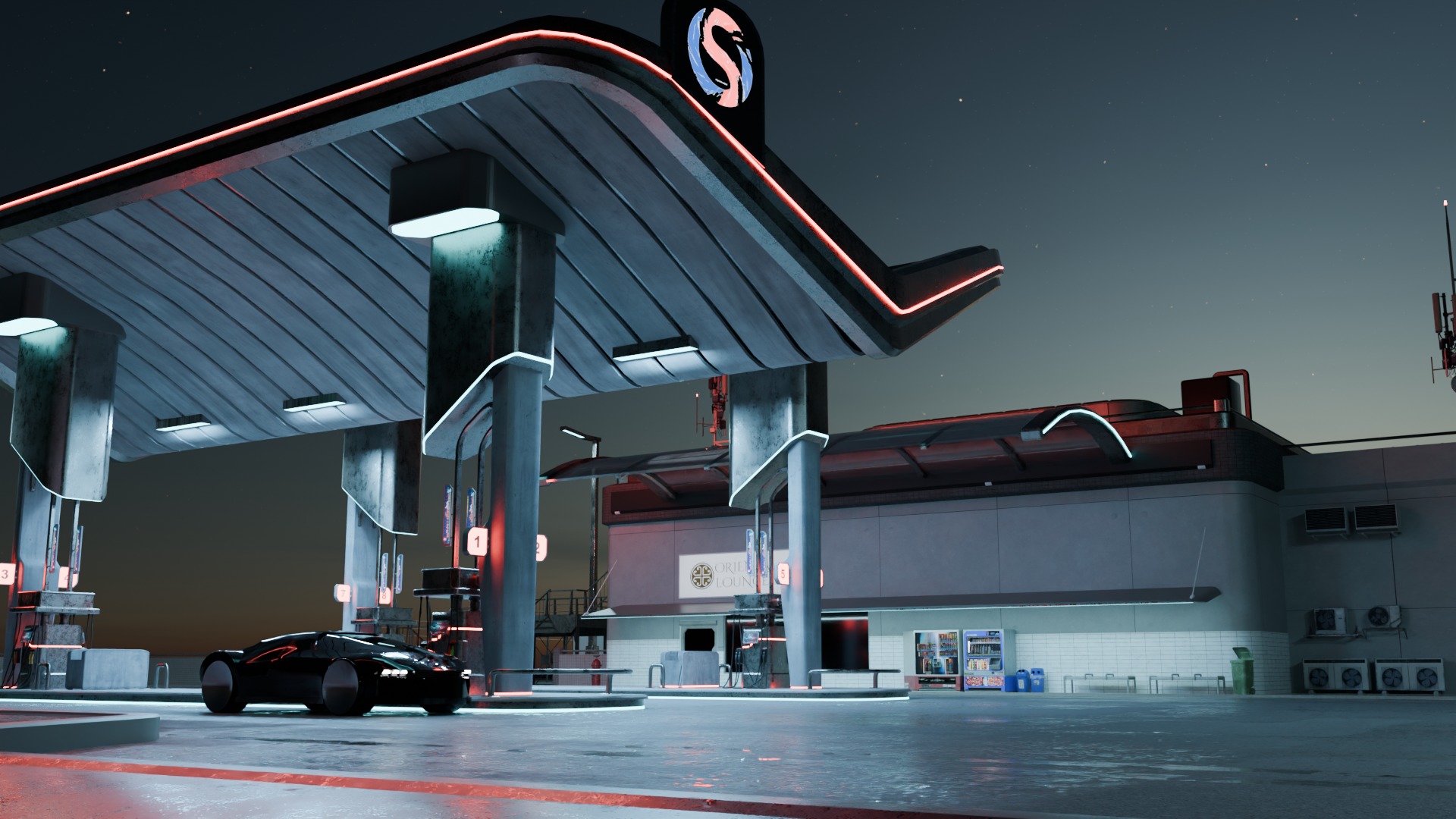 Cyberpunk Gas Station 3D model | CGTrader
