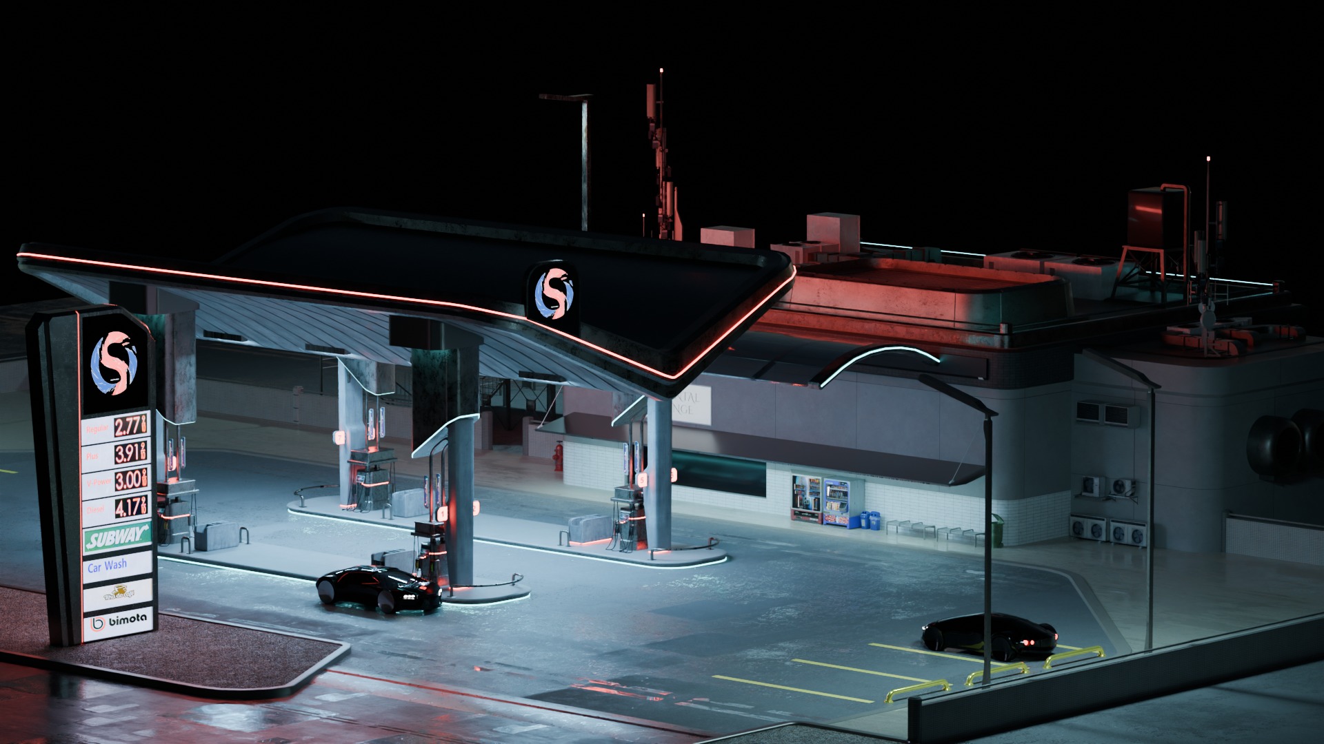 Cyberpunk Gas Station 3D model | CGTrader