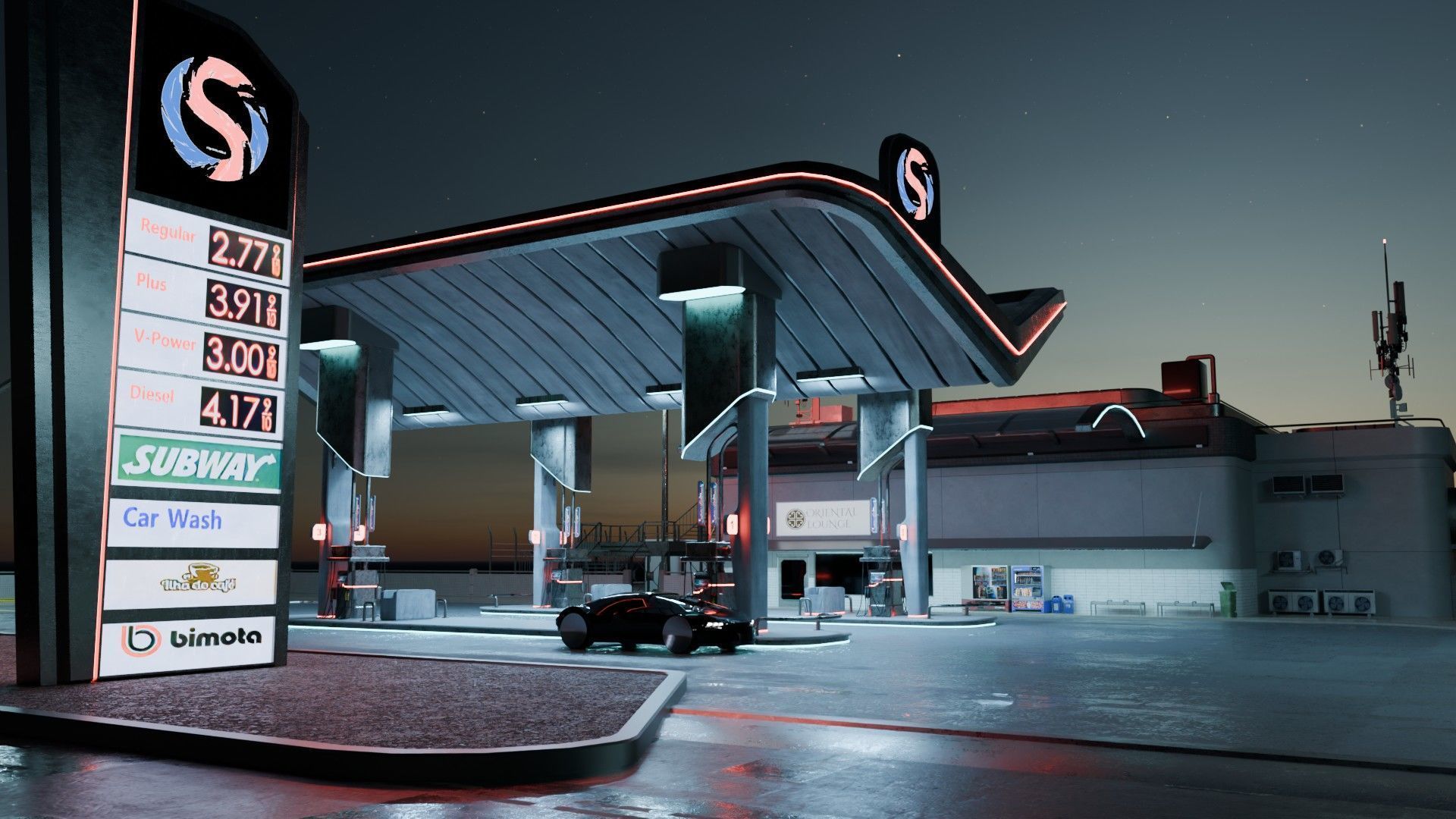 Cyberpunk Gas Station 3D model | CGTrader