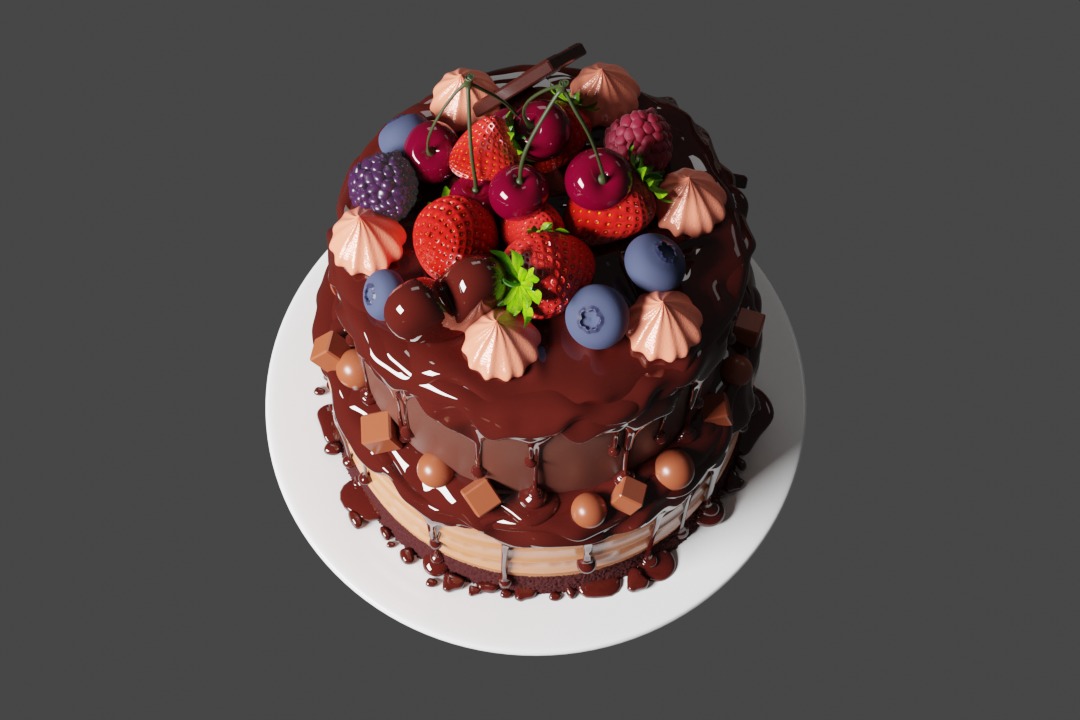 Happy birthday chocolate cake 3D model | CGTrader