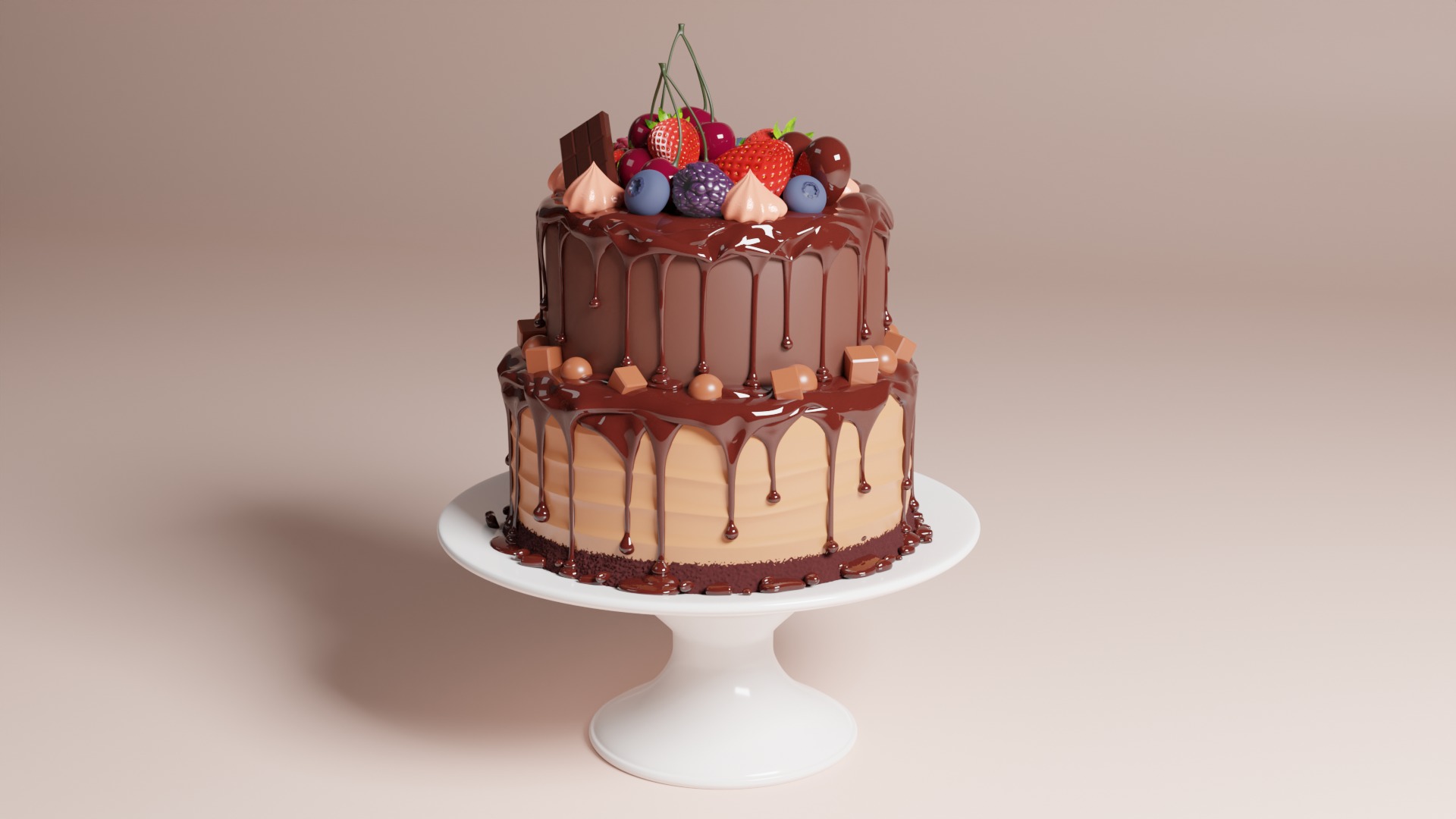 Happy birthday chocolate cake 3D model | CGTrader