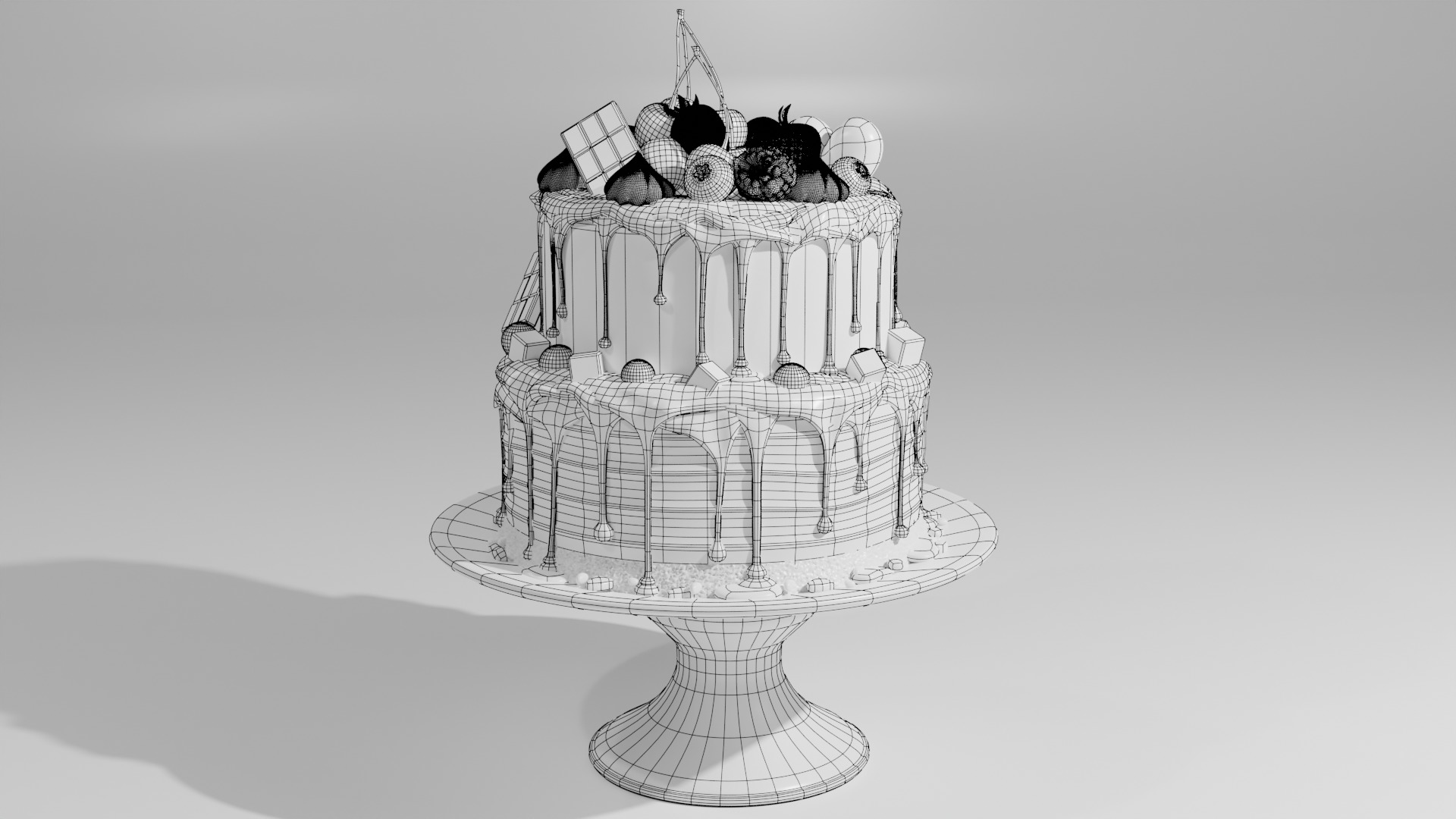 Happy birthday chocolate cake 3D model | CGTrader
