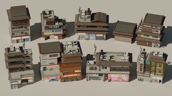 8 Japanese Building Pack 3D model | CGTrader